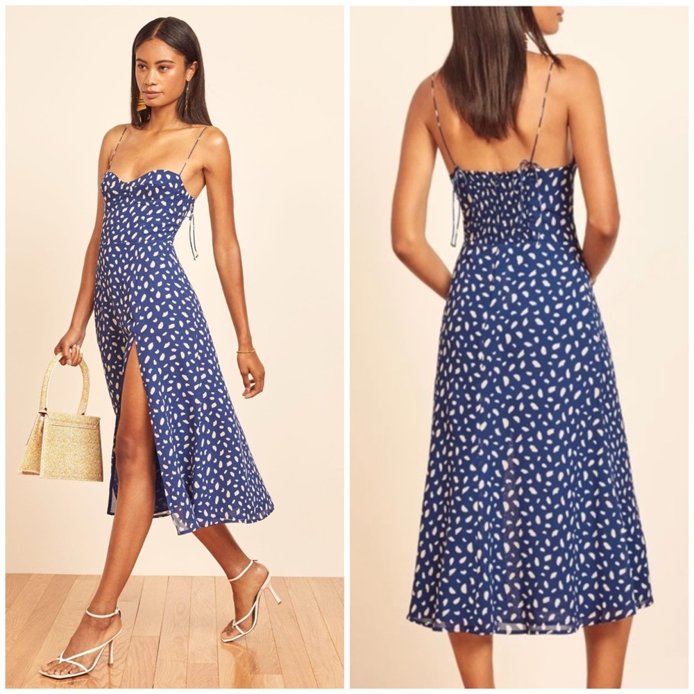 Reformation Juliette Leg Slit Midi Dress - Gem